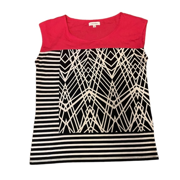 Calvin Klein | Tops | Calvin Klein Hot Pink Color Block Top | Poshmark